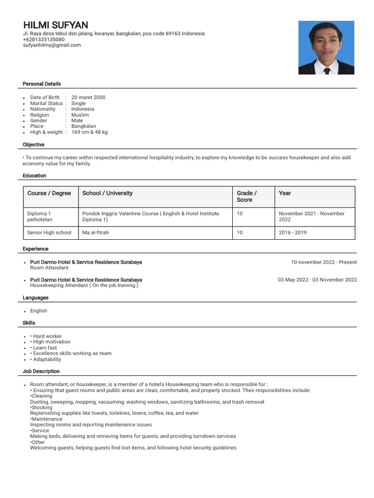 CV Hilmi Sufyan | PDF