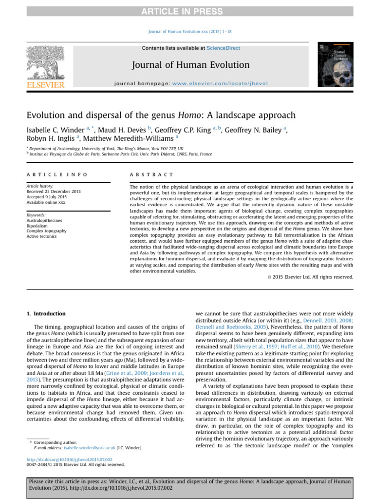 Artikel - Evolution and Dispersal of The Genus Homo A Landscape ...