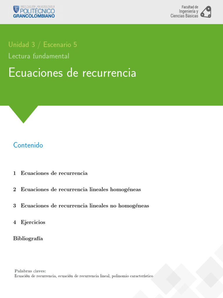 Ecuaciones de Recurrencia Básicas | PDF | Relación de recurrencia | Ecuaciones