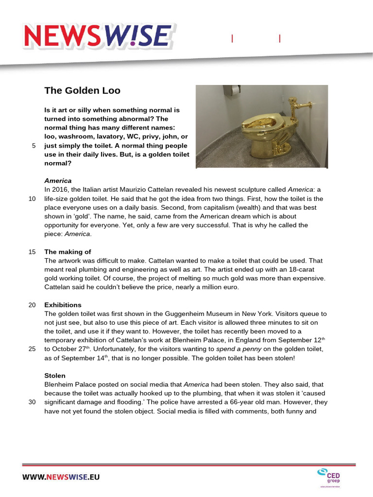 The Golden Loo TextA2 | PDF | Toilet
