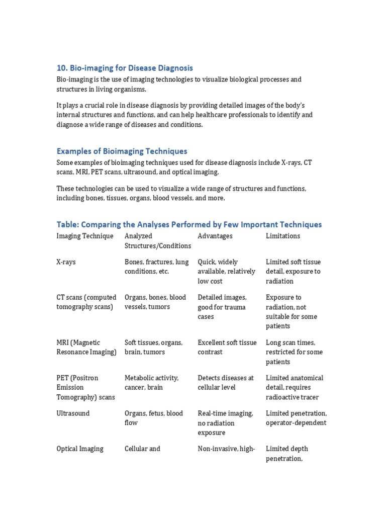 Bioimaging and AI in Disease Diagnosis | PDF | Medical Imaging ...