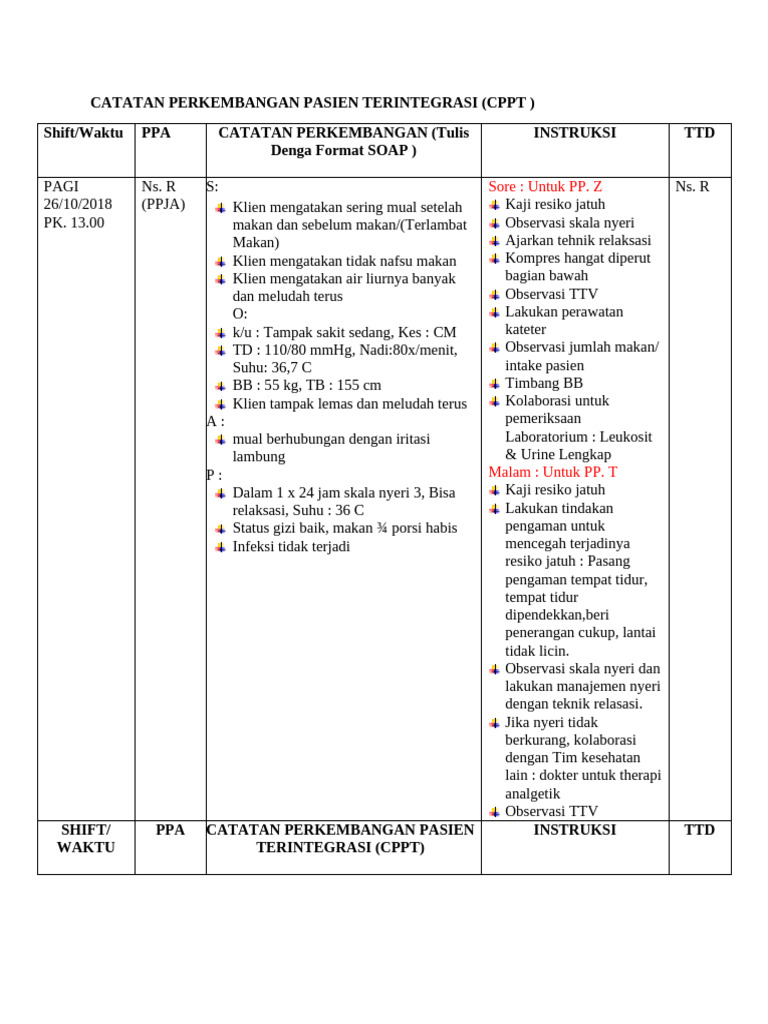 Contoh CPPT Nausea Belum Kelar | PDF