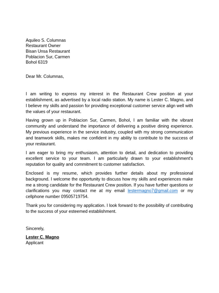 Application Letter | PDF | Career & Growth | Lifestyle