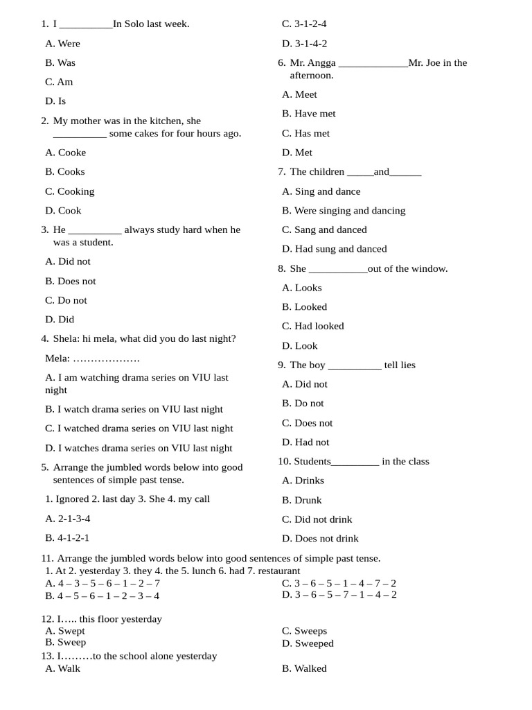 Soal Simple Past Pdf