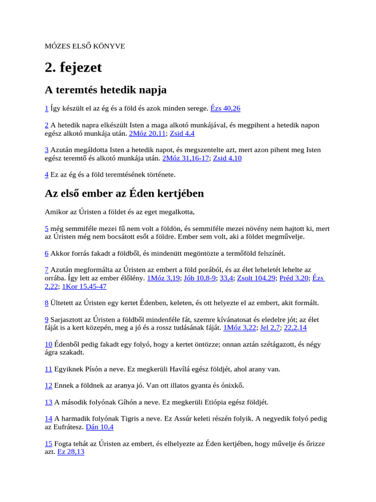 Mózes Könyve 1 Fejezet 2 | PDF