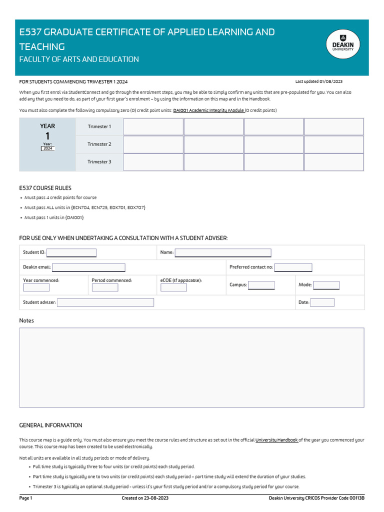 E537 2024 T1 Coursemap | PDF