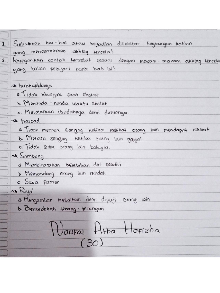 Tugas Akidah Akhlaq Naufal Atha Hafizha 30 | PDF