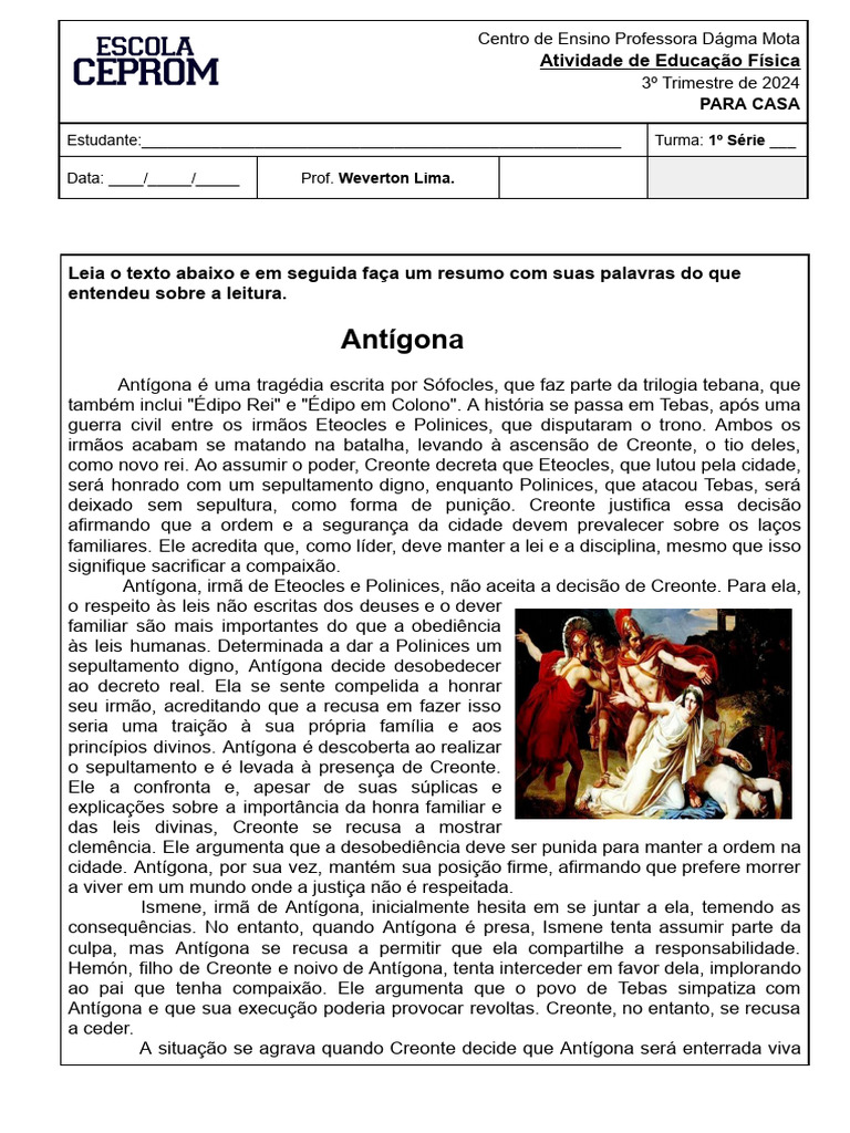 Atividade Da Obra Do PAS Ant-Gona. | PDF