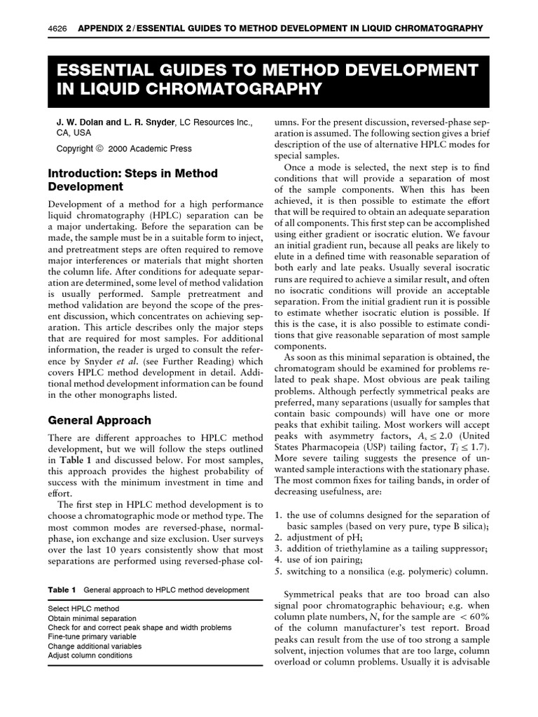 HPLC Method Development Steps Guide | PDF | High Performance Liquid ...