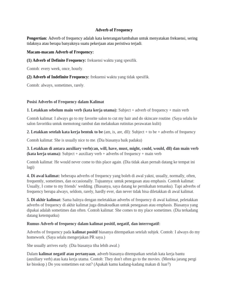 Adverb of Frequency | PDF