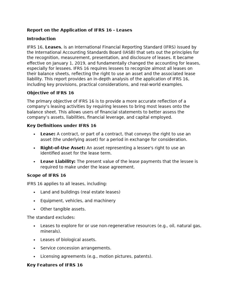 IFRS 16 Leases: Key Provisions Explained | PDF | Lease | International ...