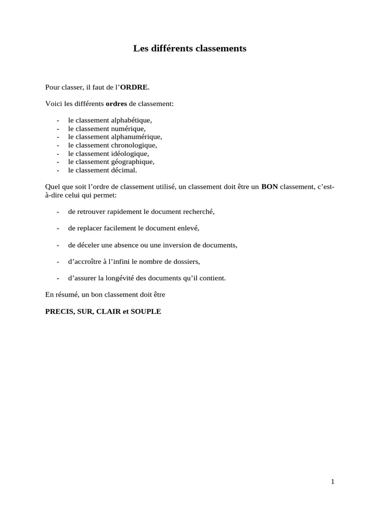 Les différents types de classement | PDF | Évolution de carrière | Arts ...