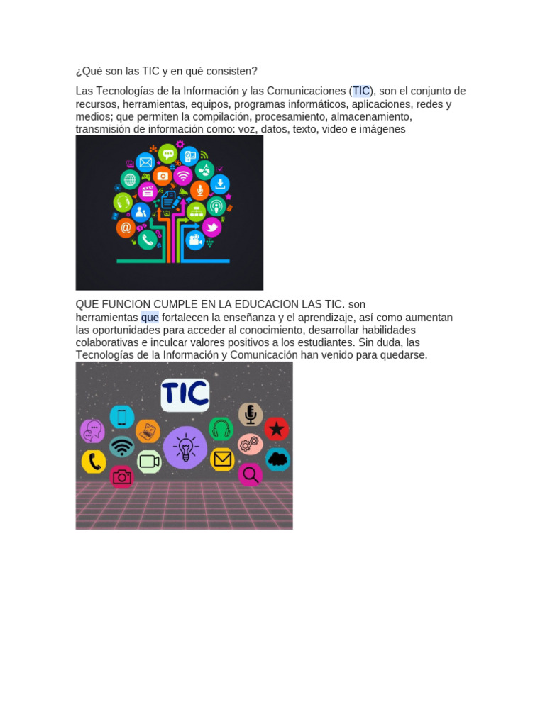 Qué Son Las TIC y en Qué Consisten | PDF