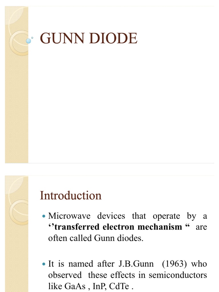 Gunn Diode Overview and Applications | PDF | Teaching Methods & Materials