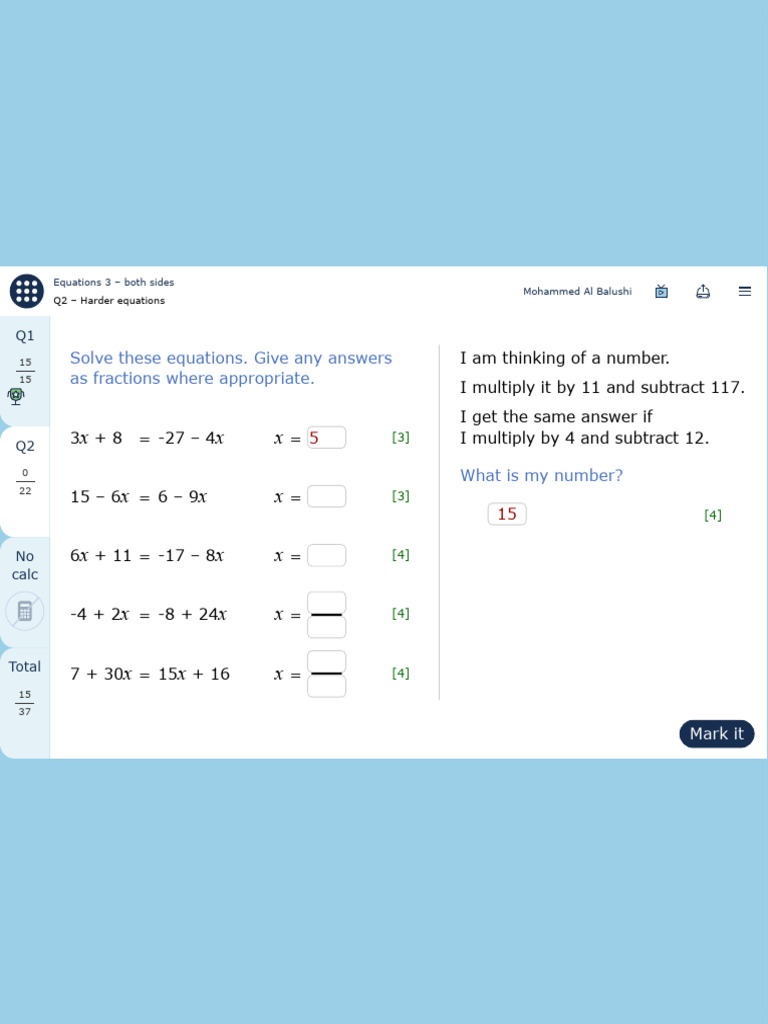 MyiMaths Homework - Equations 3 Both Sides Updated | PDF
