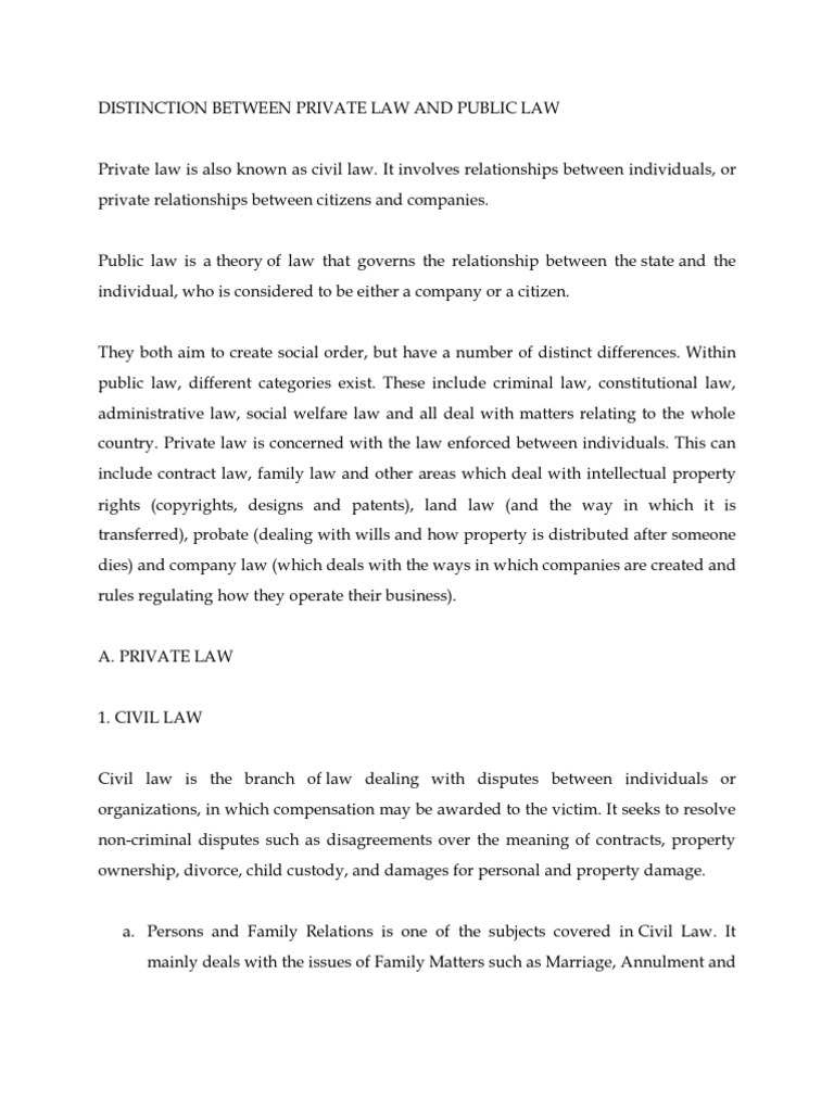 Public vs Private Law Explained | PDF | Tort | Law Of Agency