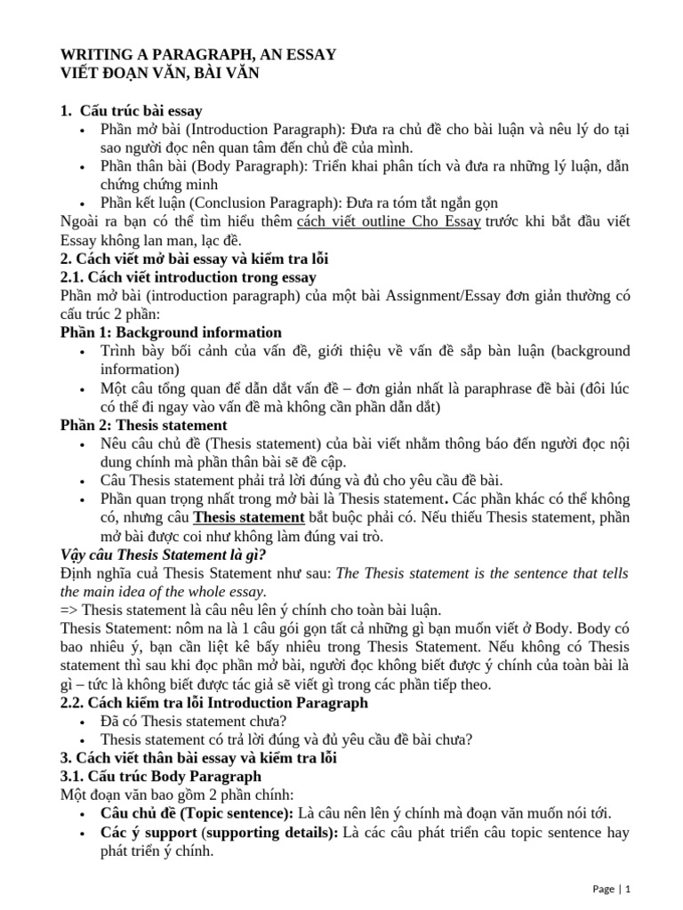 Writing A Paragraph-Essay | PDF