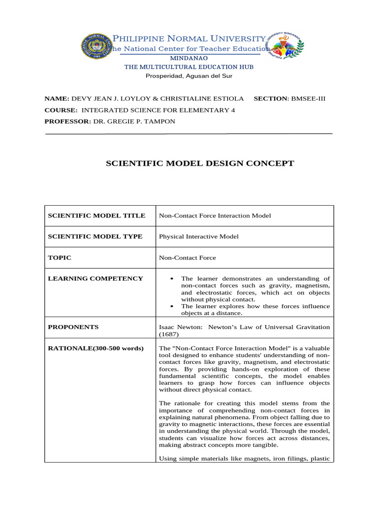 SCIENTIFIC MODEL Design Concept | PDF | Force | Gravity