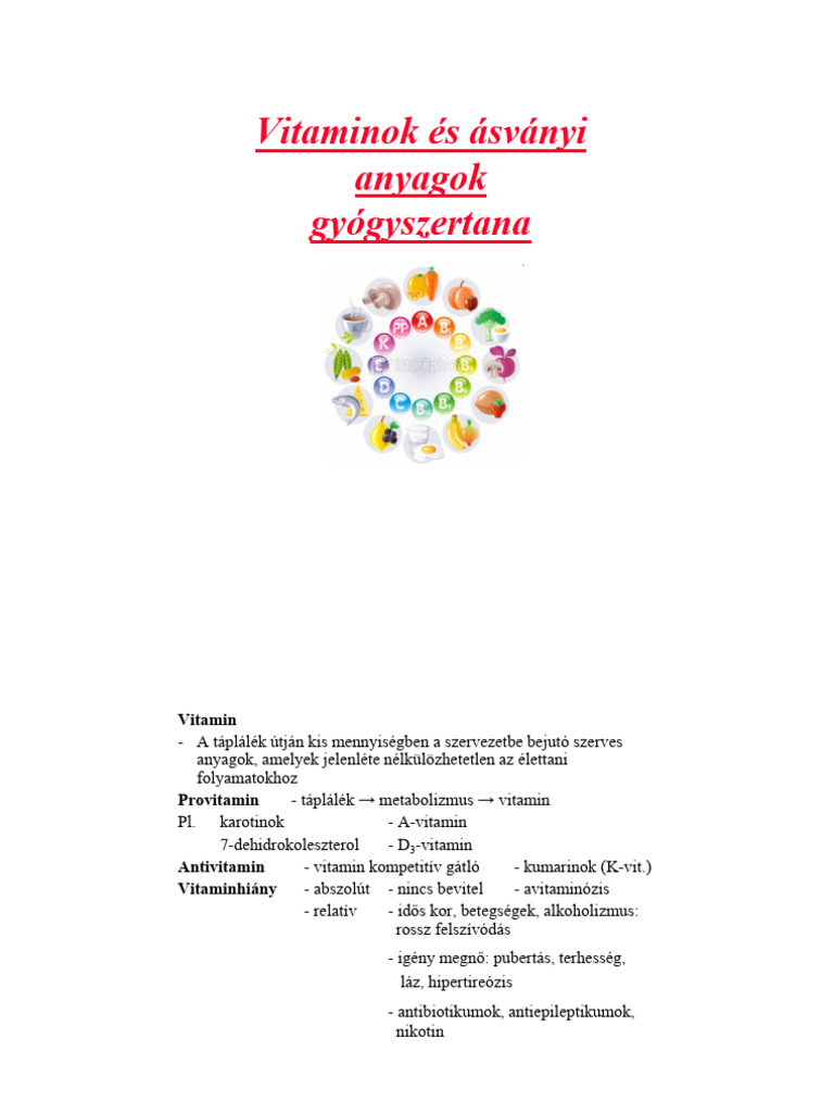 Vitaminok Gyógyszertana | PDF