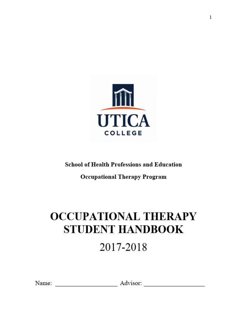OT Student Handbook 2017-2018 | PDF | Occupational Therapy | Psychotherapy