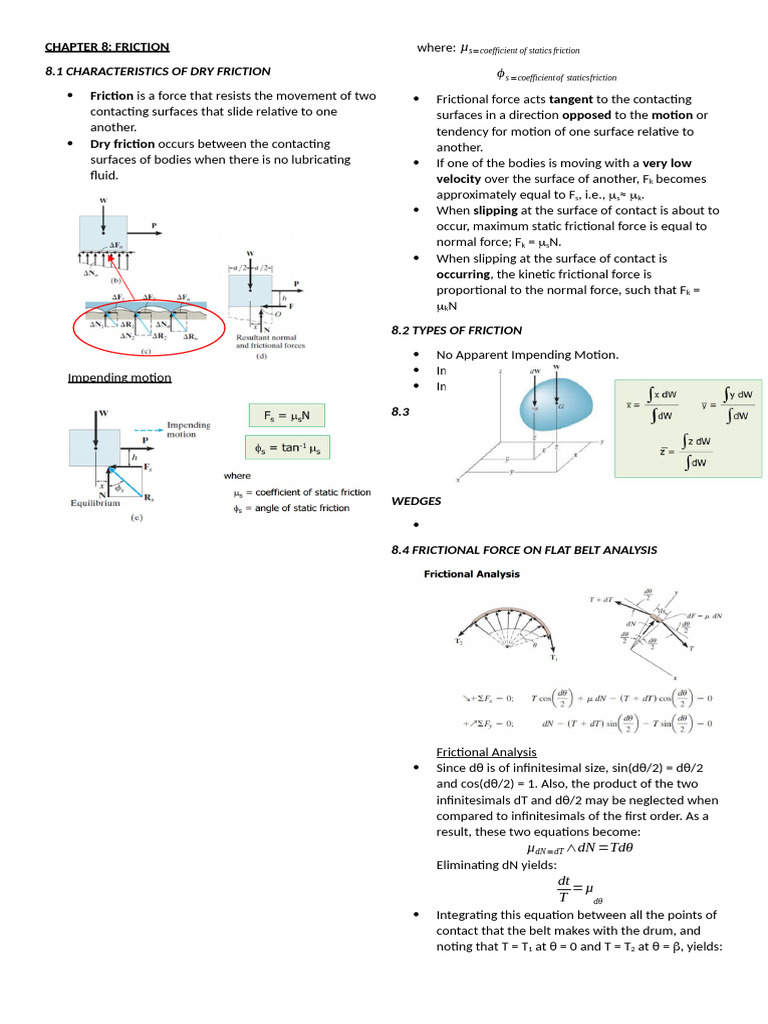 Statics Concepts Reviewer | PDF | Friction | Force