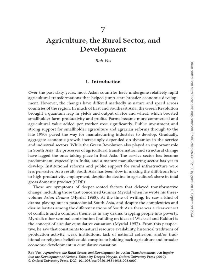 Agriculture Rural Sector and Development | PDF | Agriculture | Economic ...