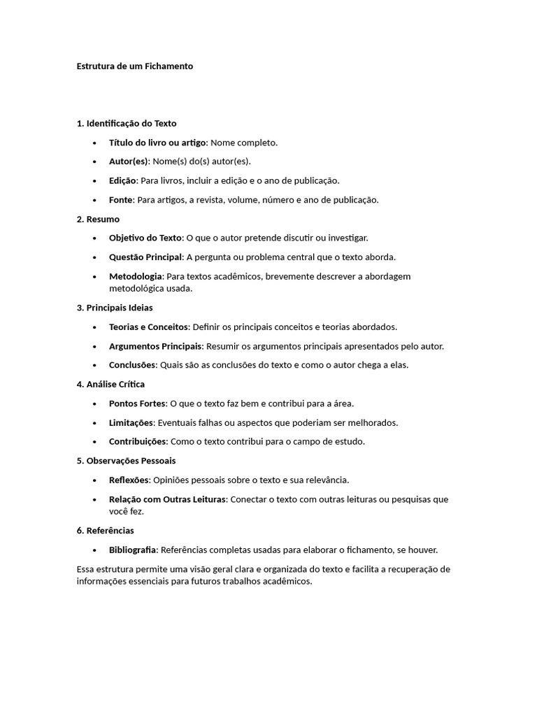 Estrutura de um Fichamento | PDF
