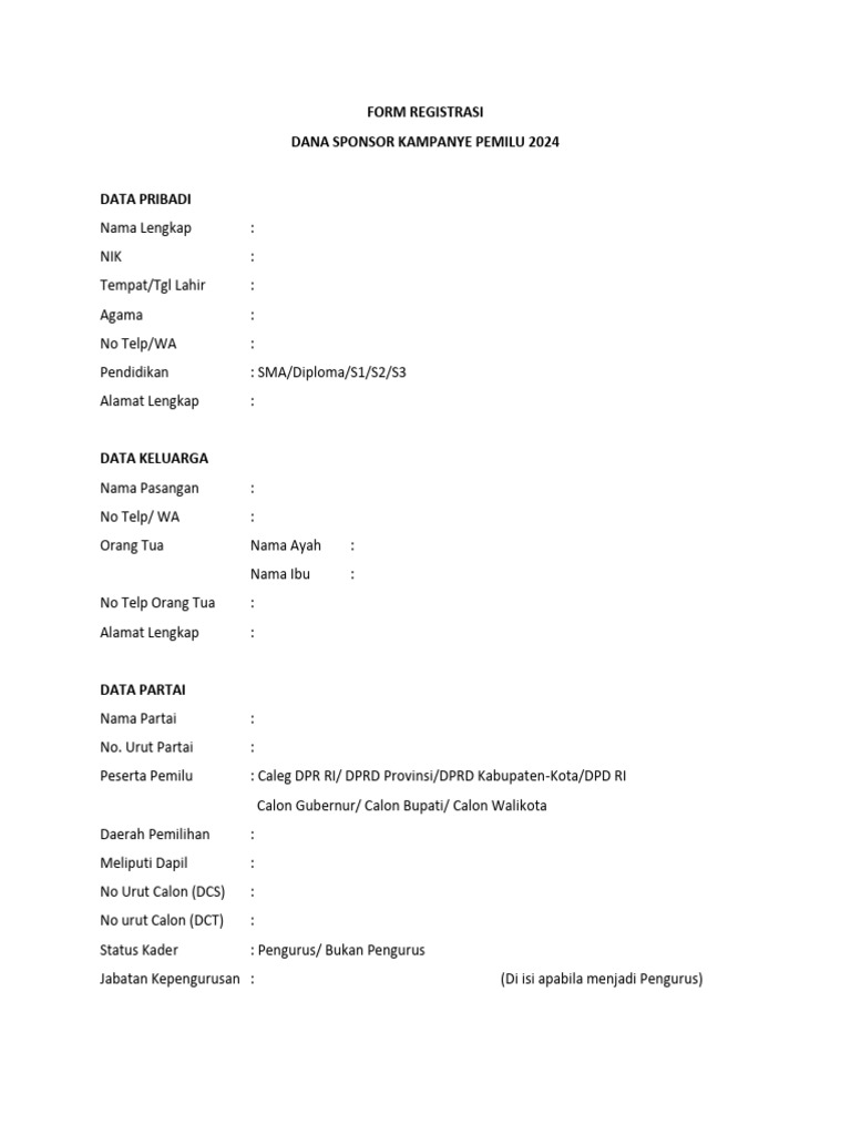 Form Registrasi | PDF