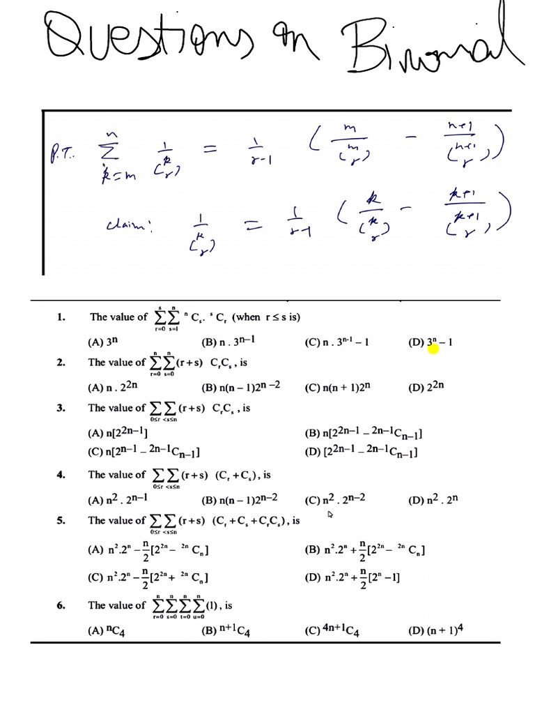 Special Home Assignments On Binomial | PDF