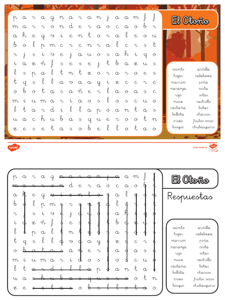 Sopa de Letras El Otono | PDF | Productos forestales no madereros ...