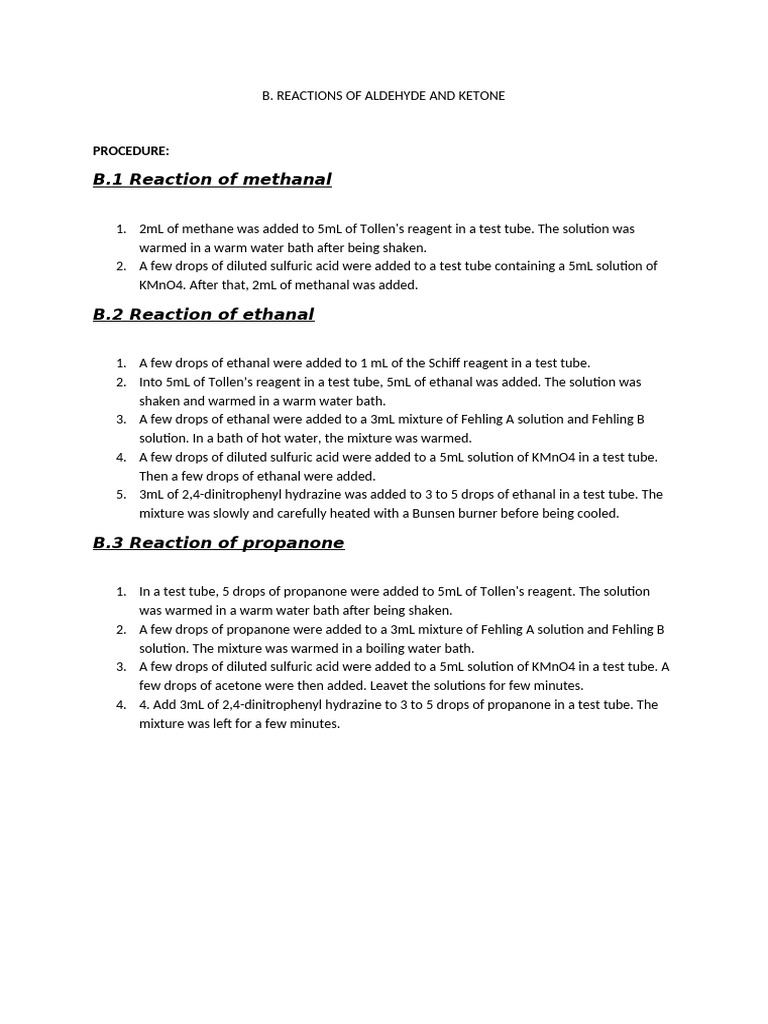 PART B CHM 301 | PDF | Aldehyde | Ketone