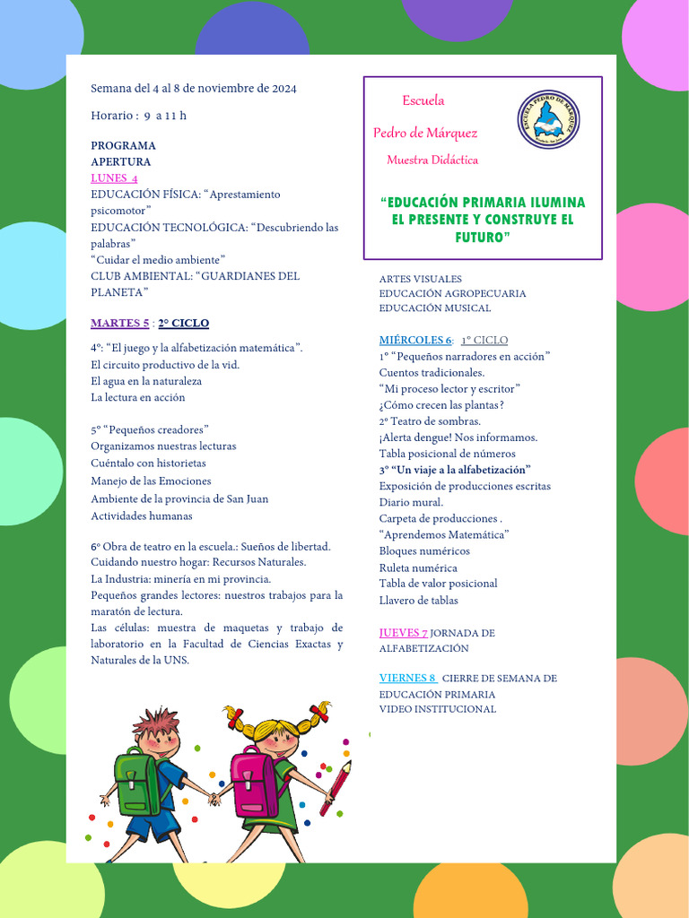 programa semana primaria 2024 | PDF