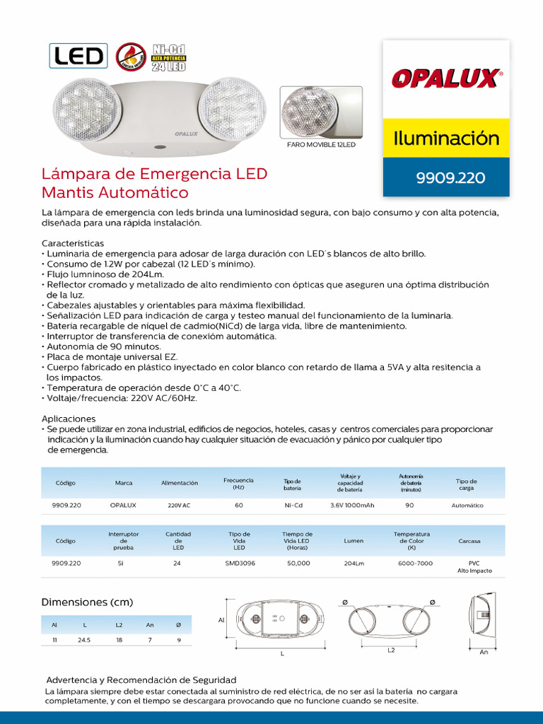 Opalux 9909.220 Ficha Tecnica | PDF