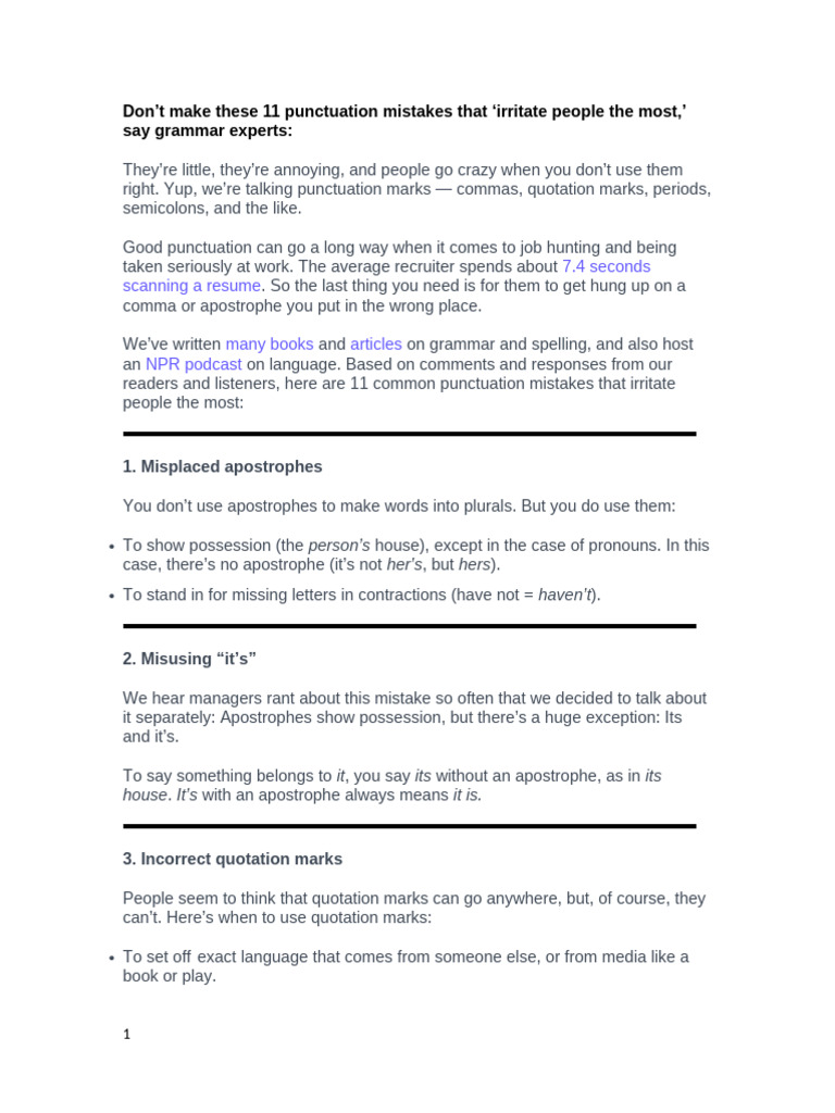 11 Common Punctuation Mistakes. | PDF | Ellipsis | Comma