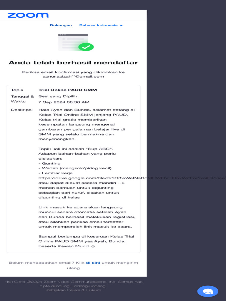 Pendaftaran Rapat - Zoom | PDF