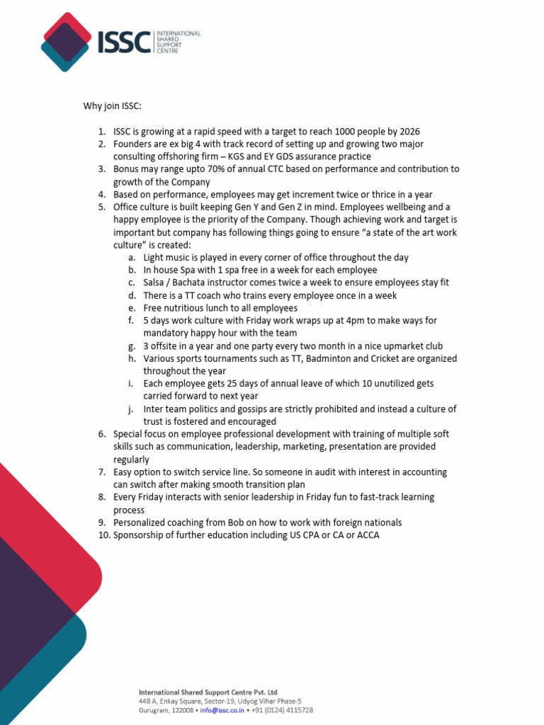 Why Join ISSC | PDF | Business