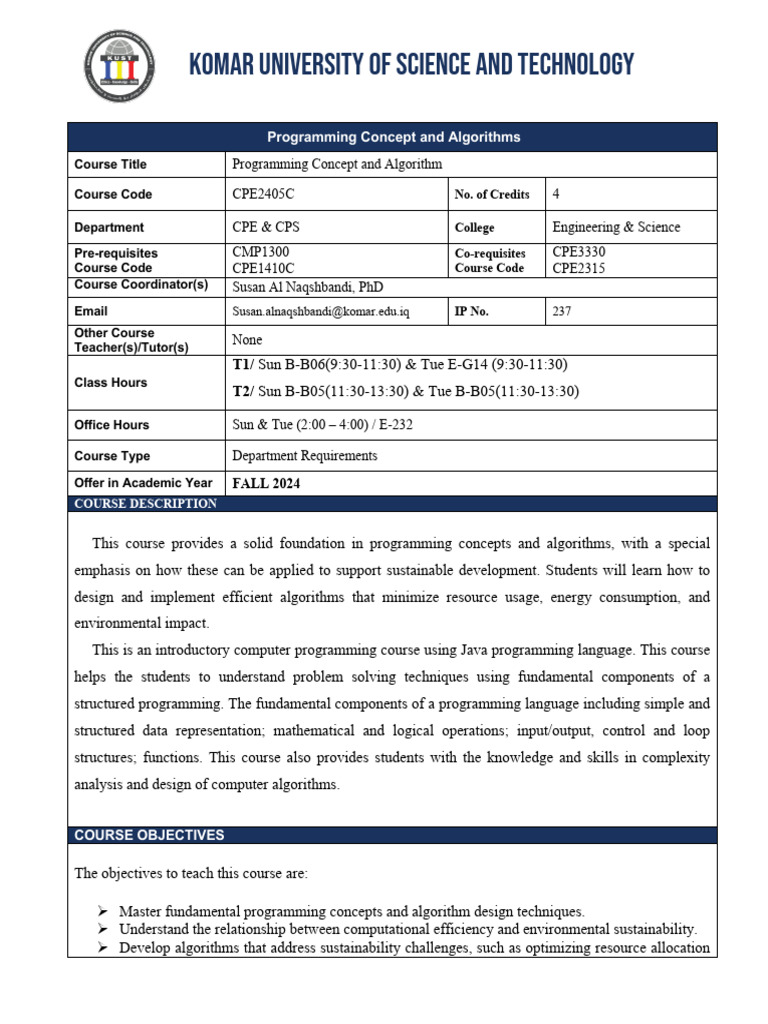 Syllabus | PDF | Computer Programming | Algorithms Syllabus | PDF | Computer Programming | Algorithms