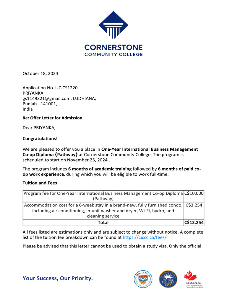 PRIYANKA 75117 Offer Letter 1729234162998 | PDF | Wire Transfer | Debit Card