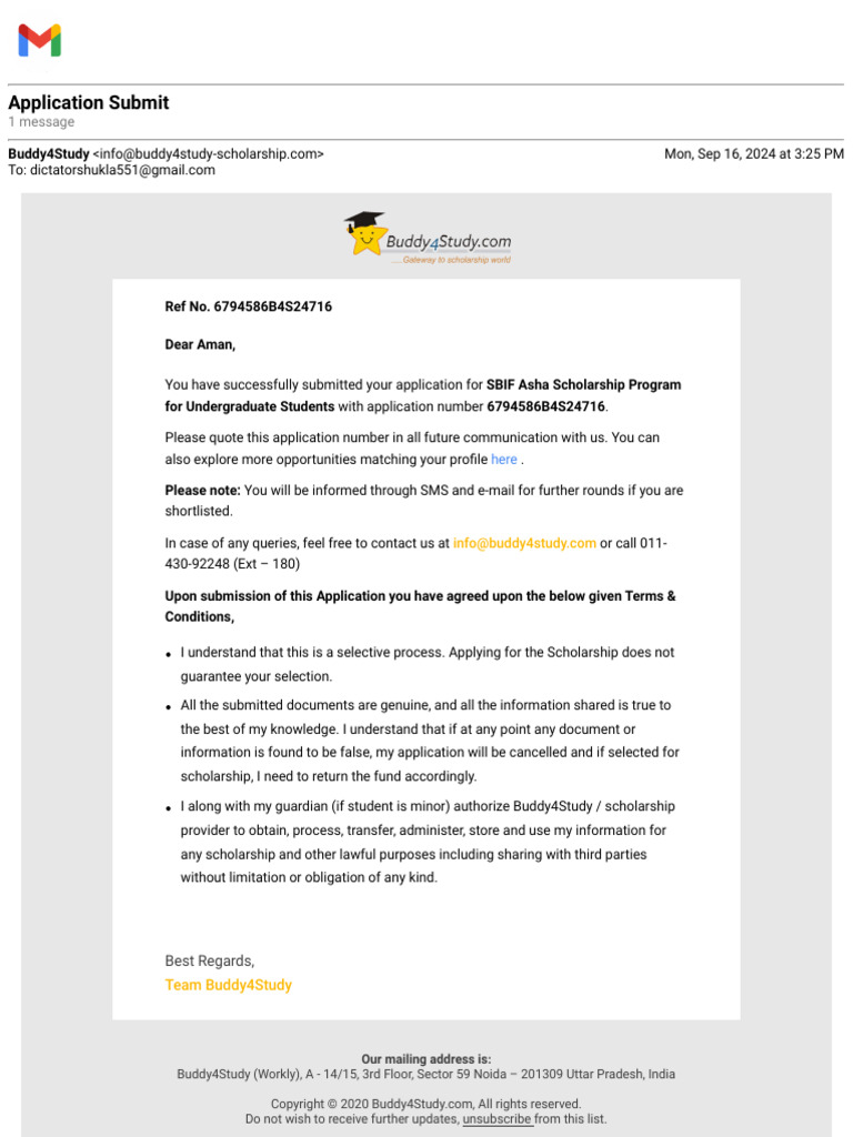 Gmail - Application Submit | PDF