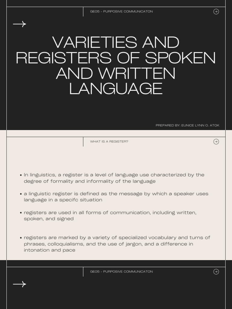 Pur Comm Varieties and Registers | PDF | Slang | Communication