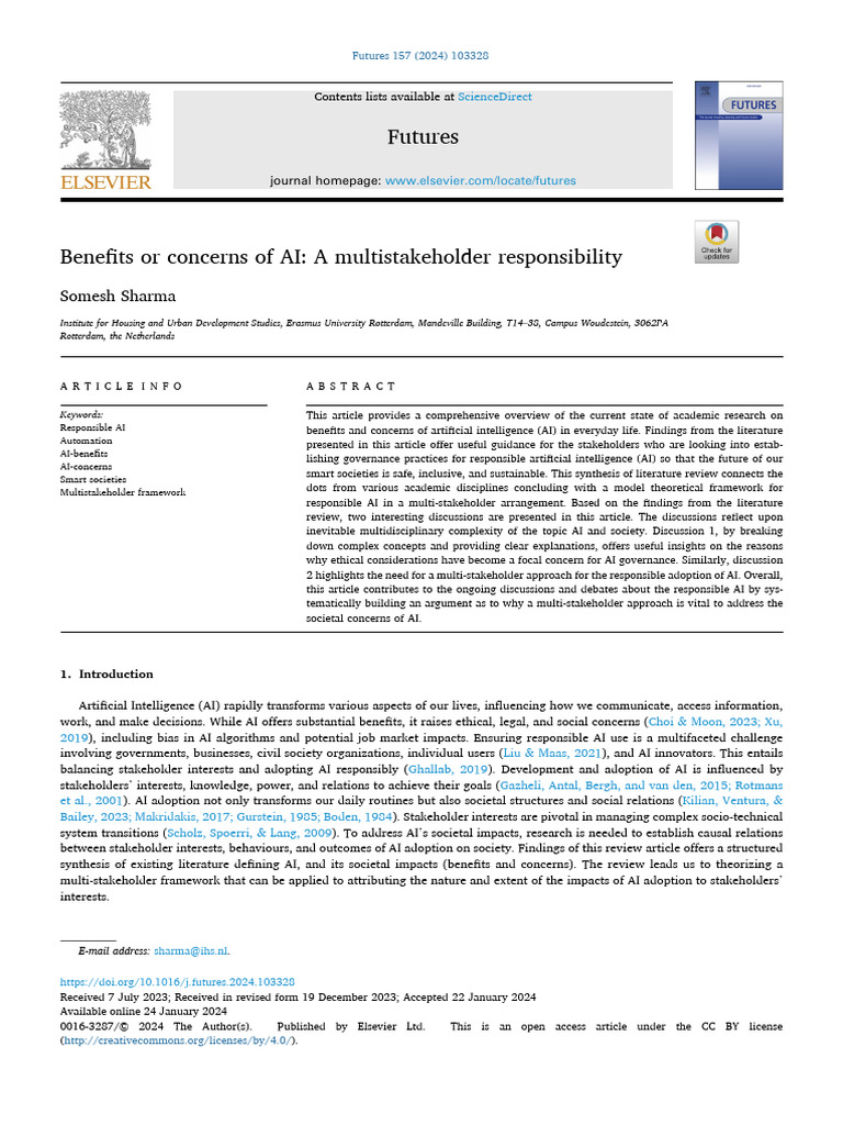 Benefits or Concerns of AI A Multistakeholder Responsibility | PDF ...