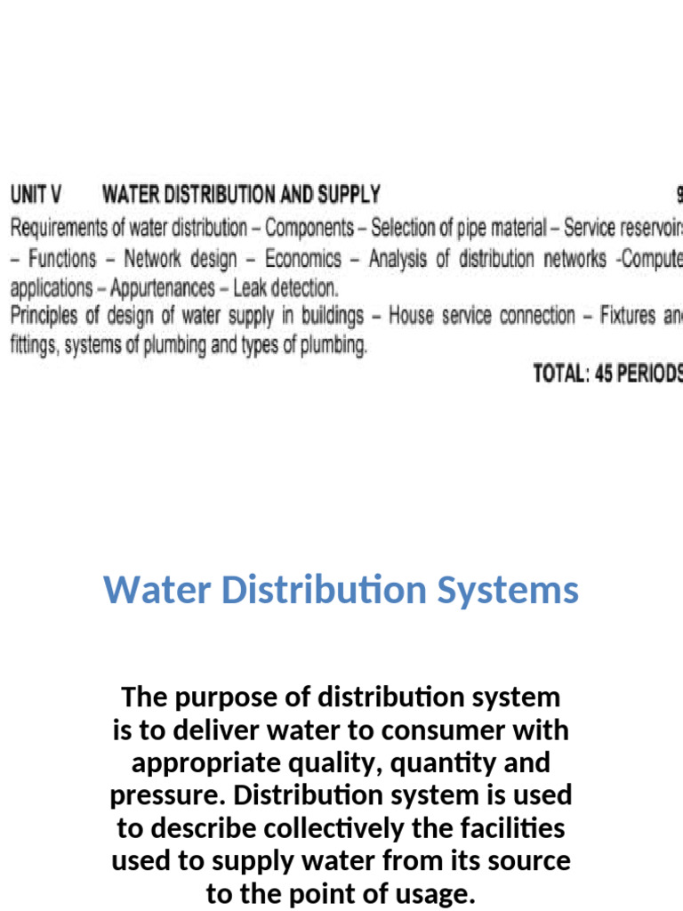 Water Distribution Systems | PDF | Reservoir | Water Supply