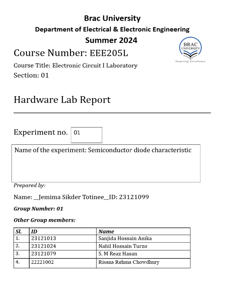 EEE205L Electronic Circuit Lab Report | PDF