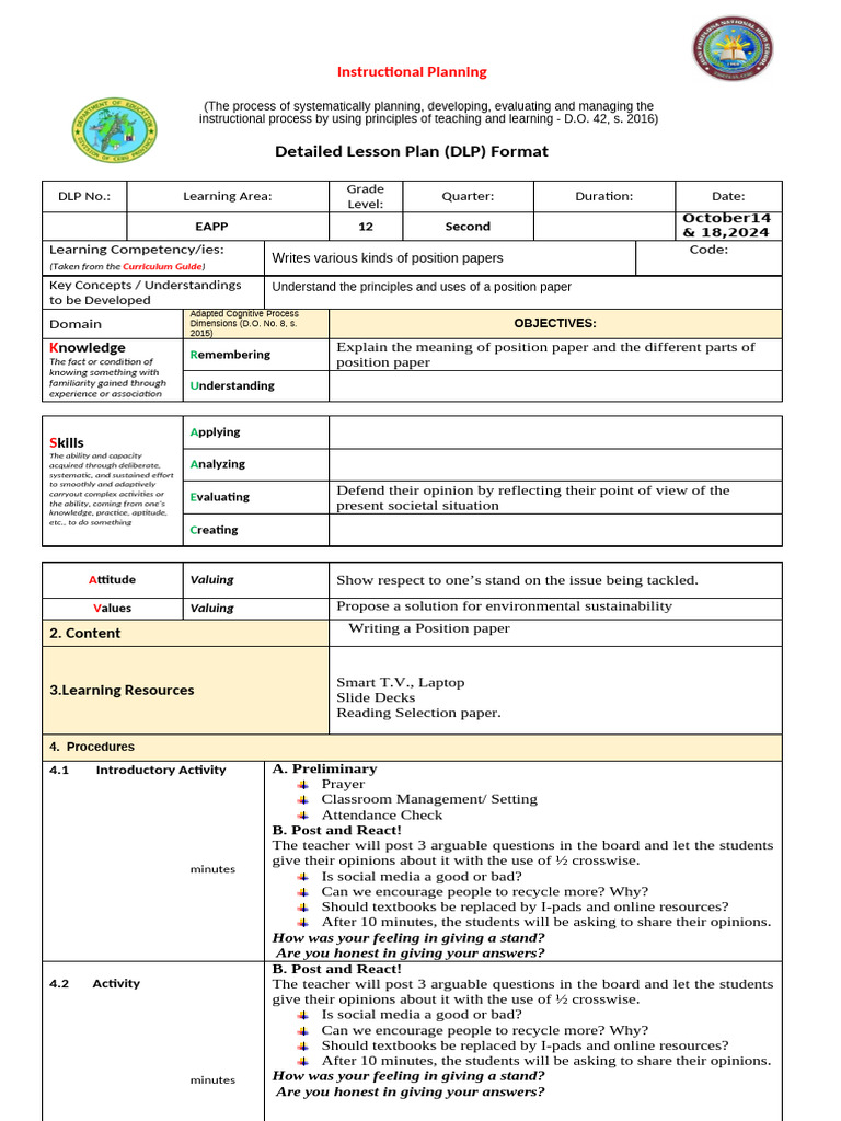 3RD DLP WRITE VARIOUS | PDF | Learning | Knowledge