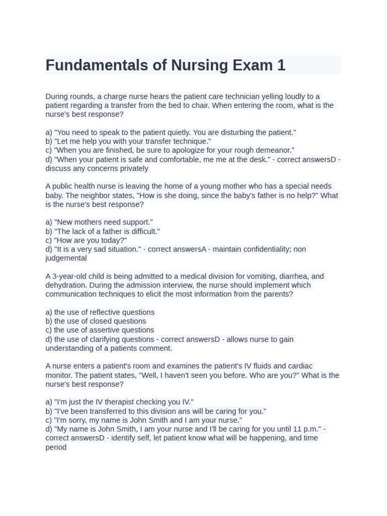 Nursing Fundamentals Exam 1 Review | PDF | Nursing | Autonomy