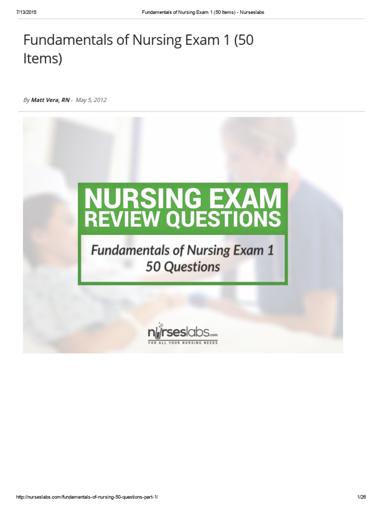 Fundamentals of Nursing Exam 1 Guide | PDF | Physical Examination | Nursing