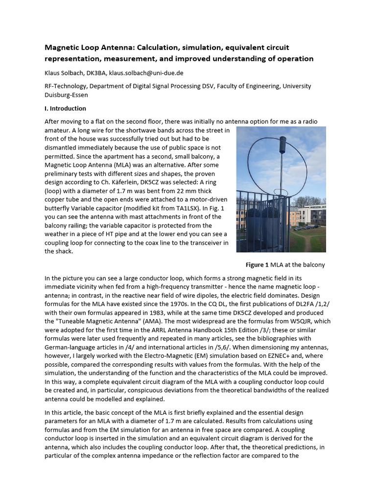 Magnetic Loop Antenna Design and Analysis | PDF | Antenna (Radio ...