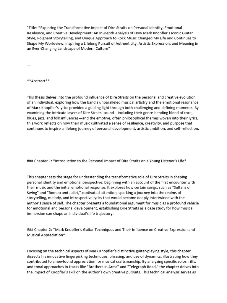 Exploring The Transformative Impact of Dire Straits On Personal ...