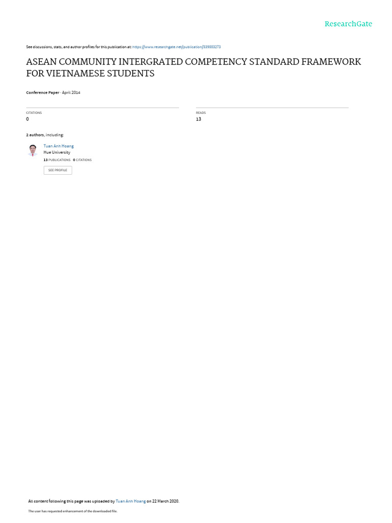 2014.ASEAN COMMUNITY INTERGRATED COMPETENCY STANDARD FRAMEWORK | PDF
