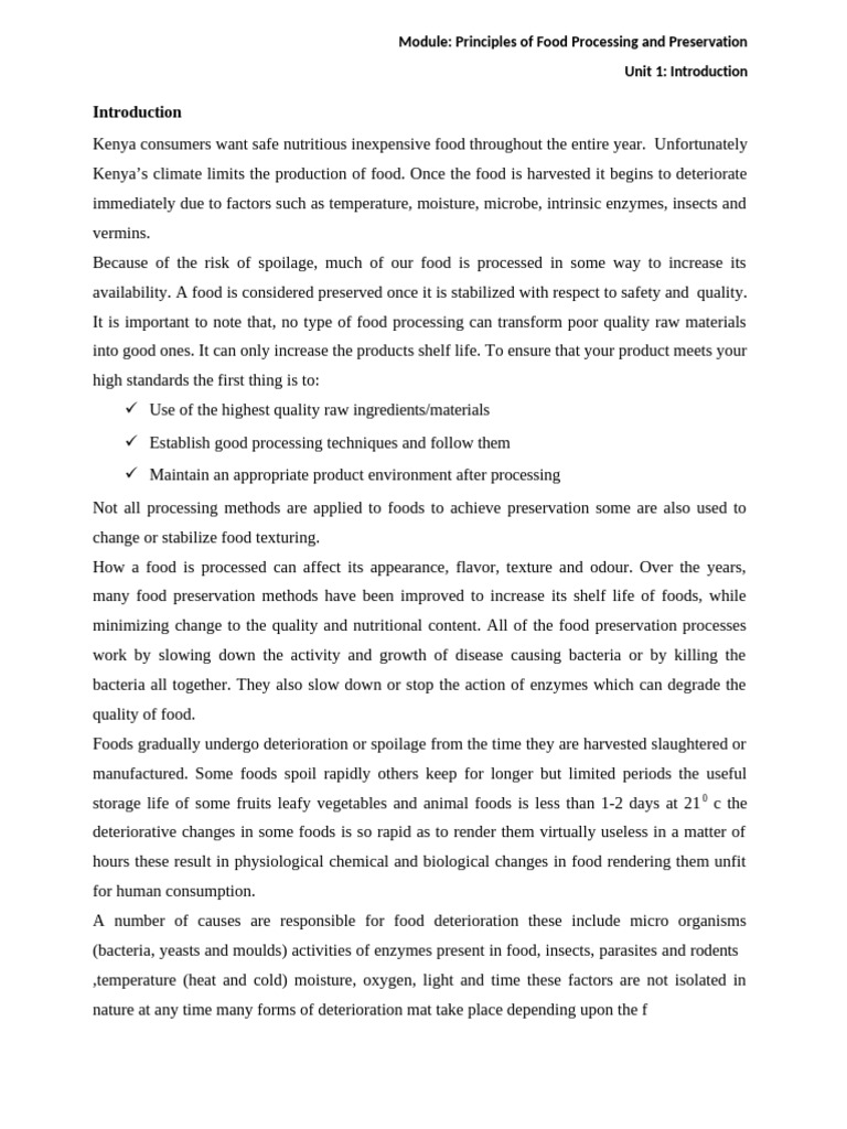 Food Processing and Preservation - LECTURE NOTES | PDF | Food ...
